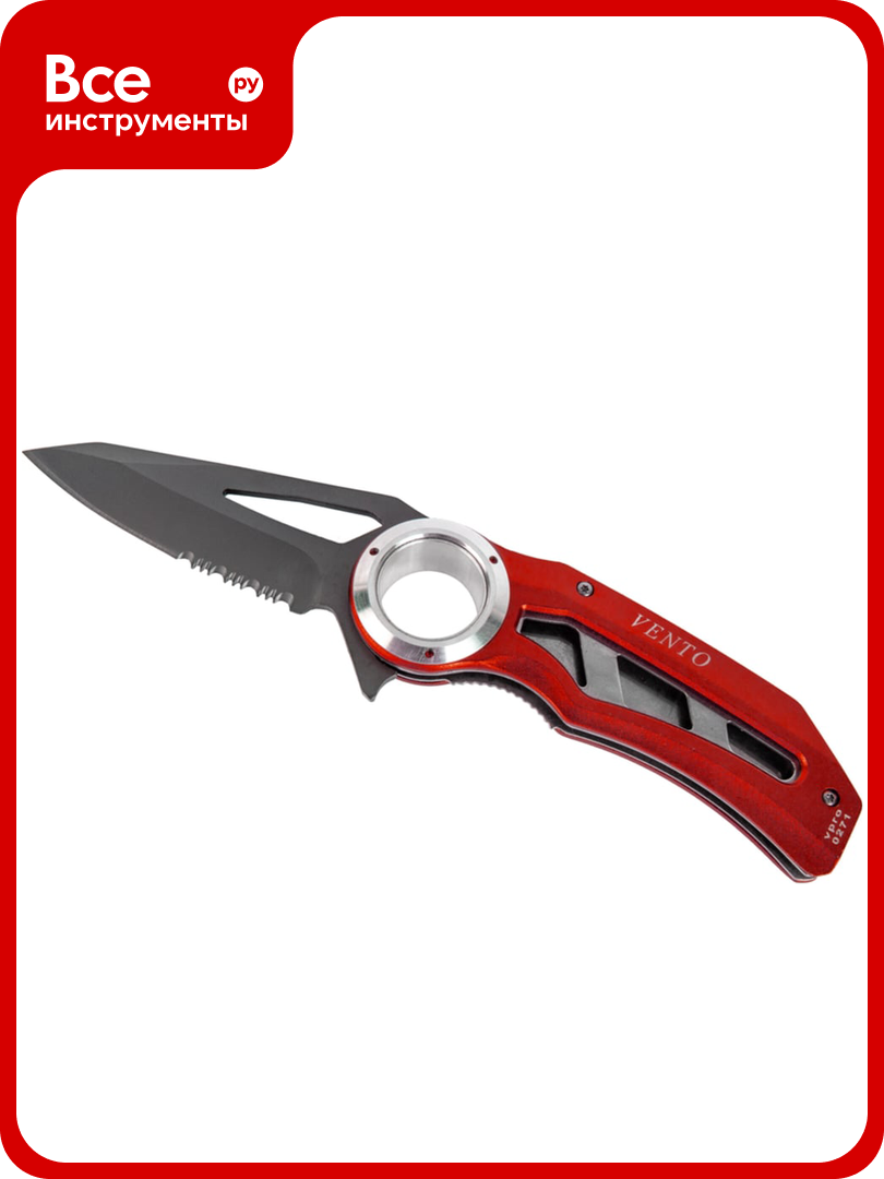 Нож VENTO стропорез цвет красный vpro 0271_rd, с комбинированным (гладким
