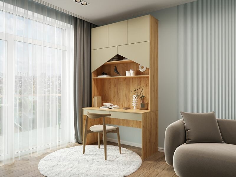 Компьютерный стол "Дилар 13" 134,1х240х60 Дуб крафт золотой / Мокко