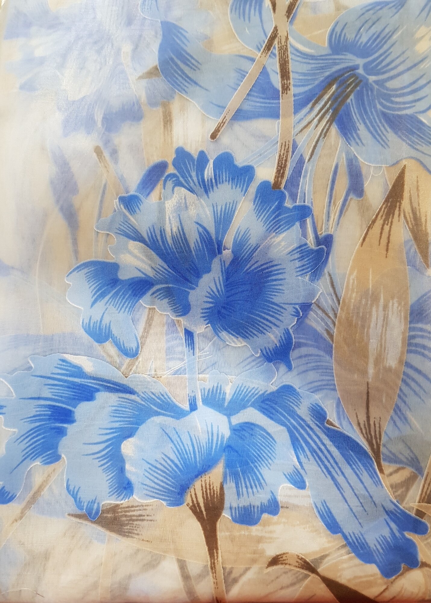 !09 Тюль " Деворе" 300*270 см, голубая, шторная лента