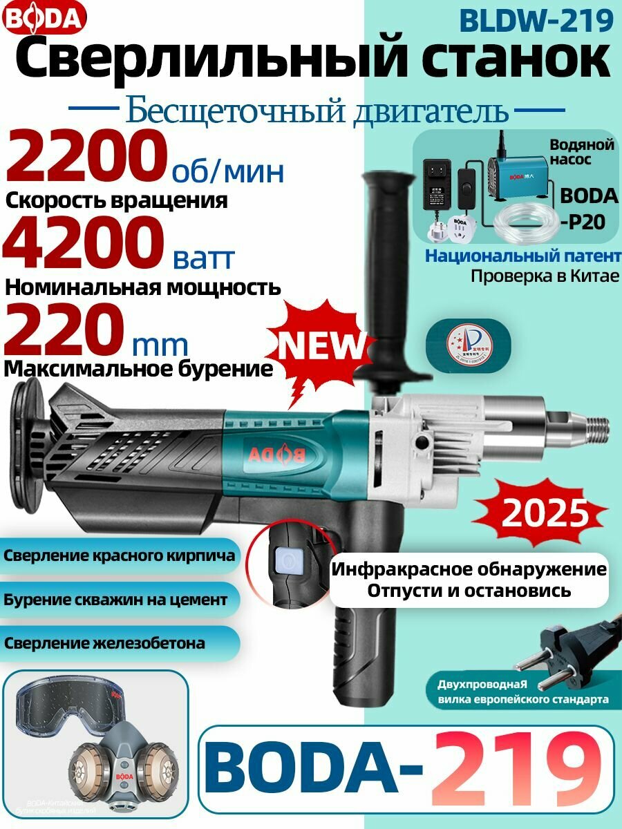 Дрель, BODA, BLDW-219, Производитель источника, Ручка инфракрасного обнаружения, бесщеточное, Электронное сцепление