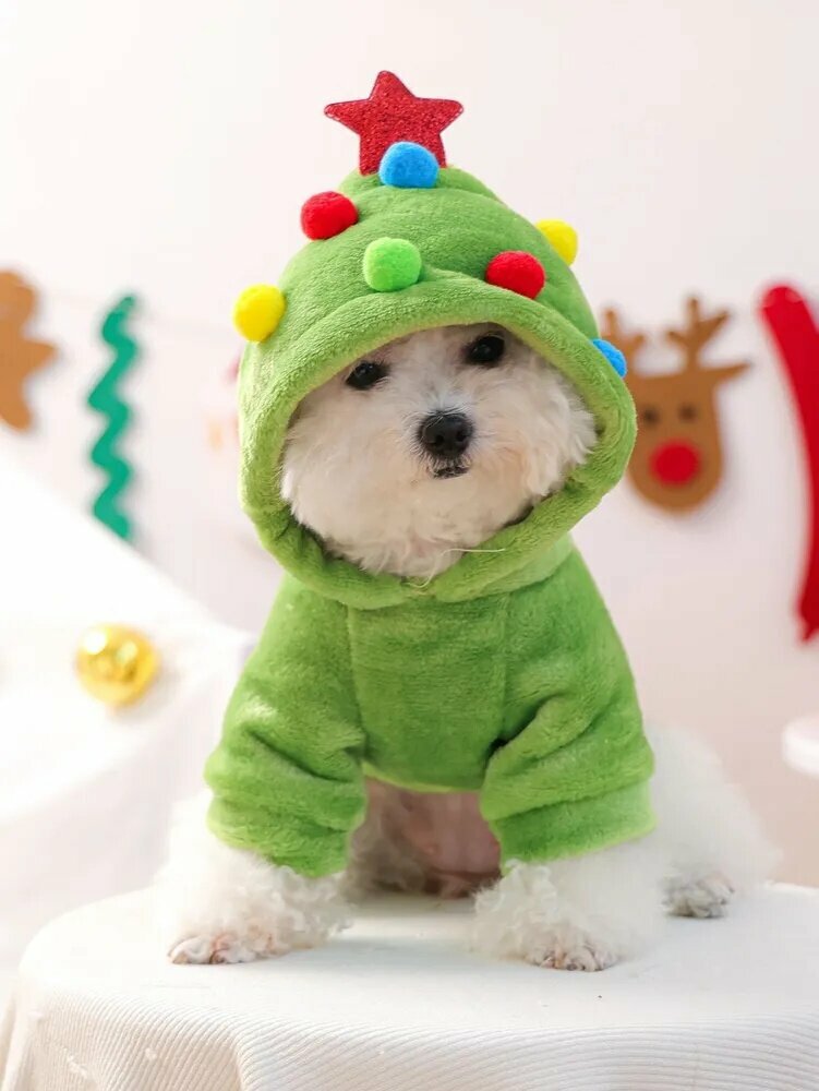 Рождественская одежда, CUTE DOG, которую могут носить как домашние собаки, так и кошки, зеленая, высококачественная ткань, комфорт и тепло, спортивный стиль отдыха