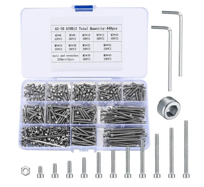 Комплект винтов и гаек M2-M8, 400PCS N
