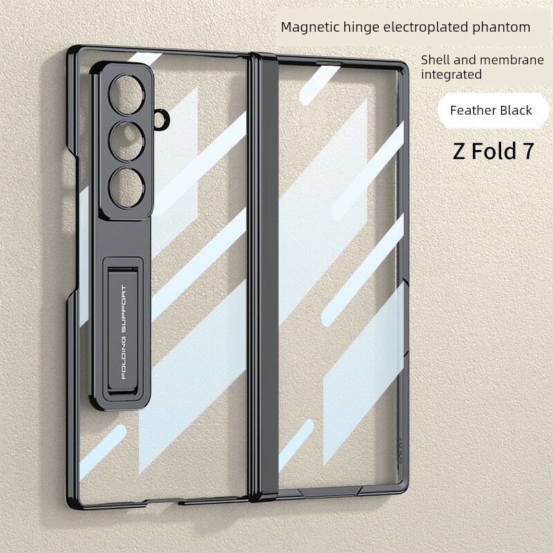 Чехол для Galaxy Z Fold7 с магнитным шарниром и прозрачным покрытием, противоударный, с подставкой на задней панели,