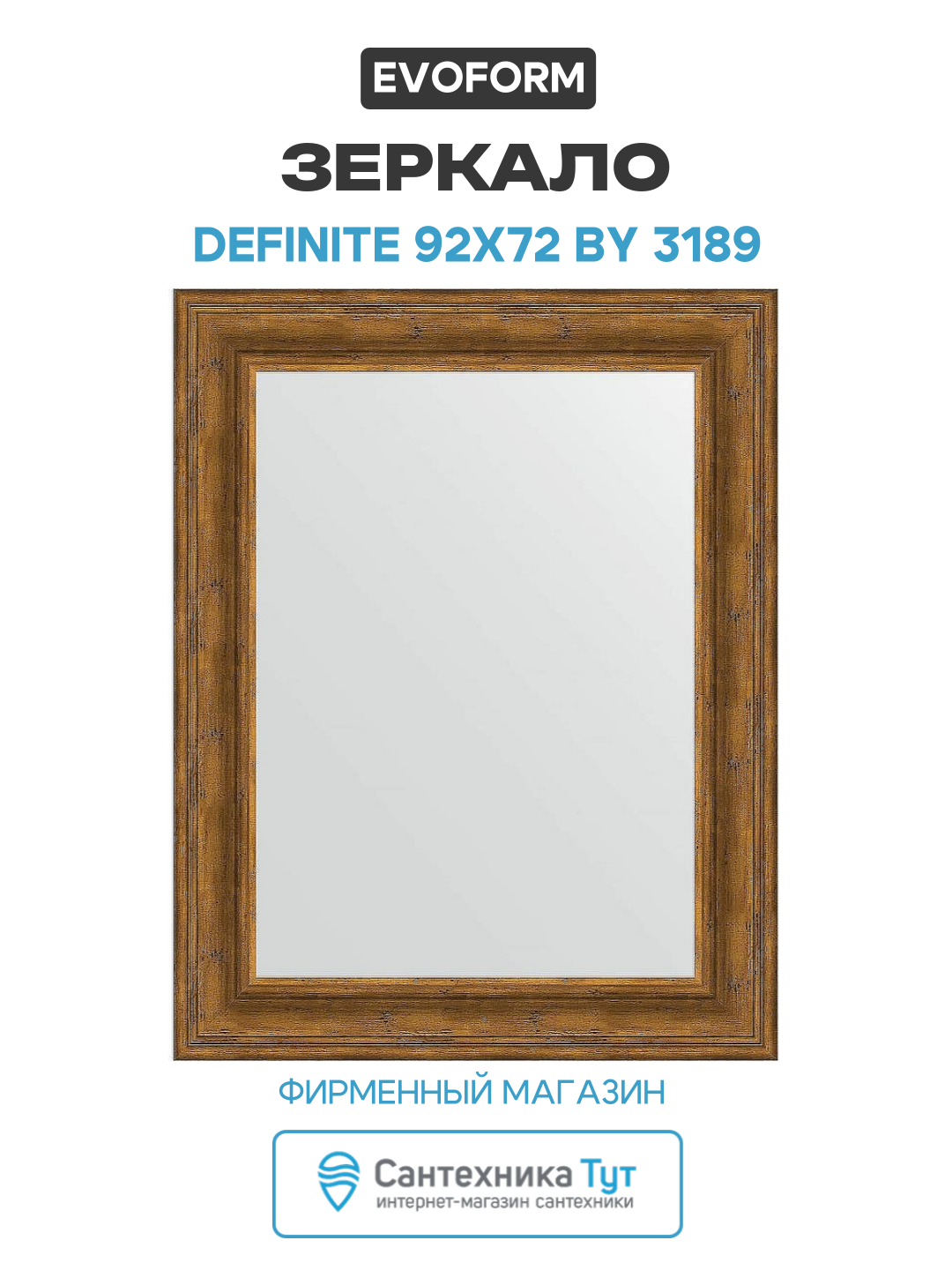Зеркало Evoform Definite 92х72 BY 3189 в багетной раме - Травленая бронза 99 мм стекло бронза