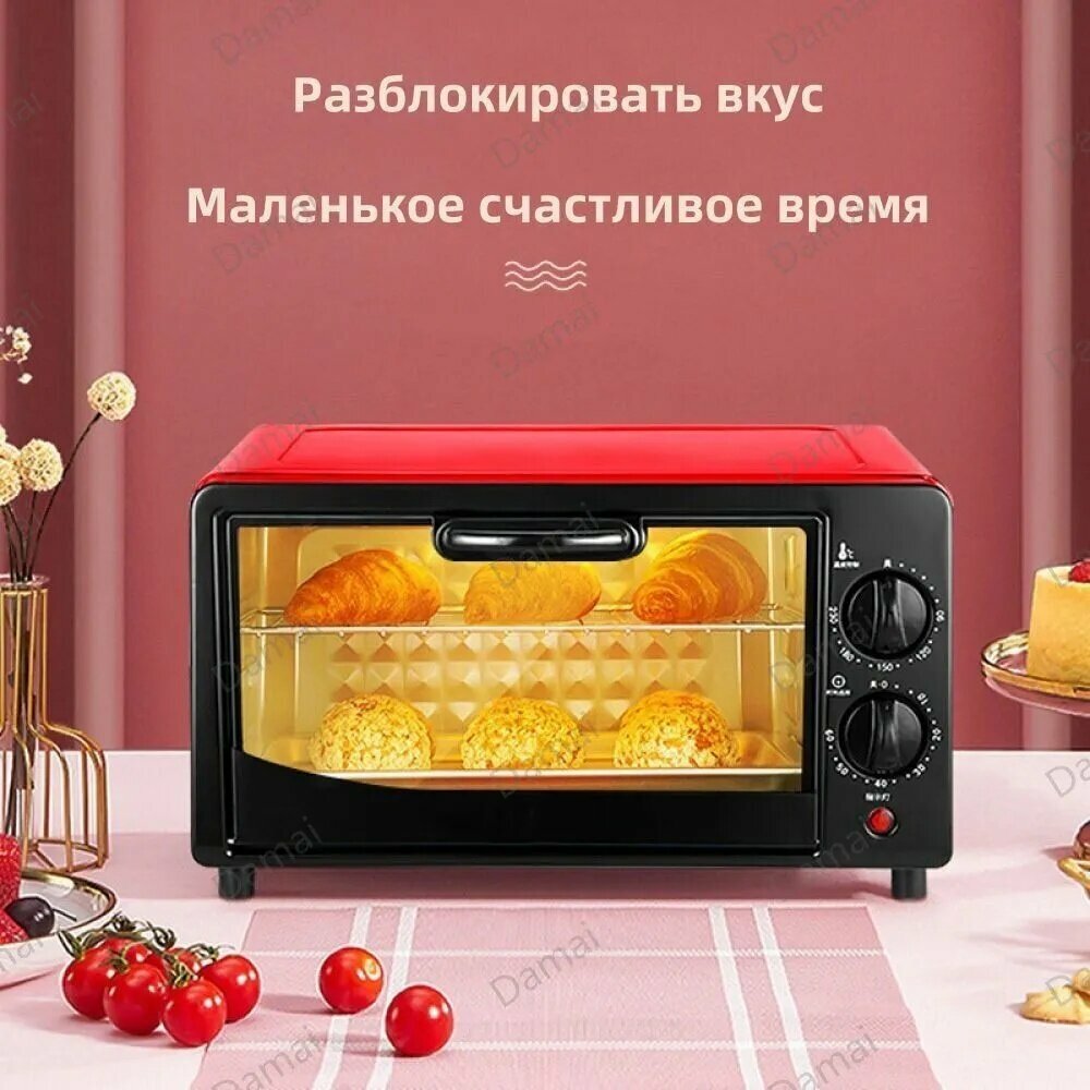 Мини-печь OW-to, черный, красный