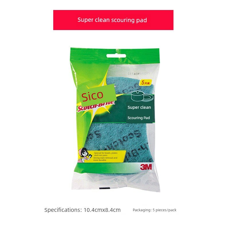 Кухонная губка-скребок 3M Scotch-Brite, впитывающая, не оставляющая жирных следов, утолщенная, для удаления пятен,