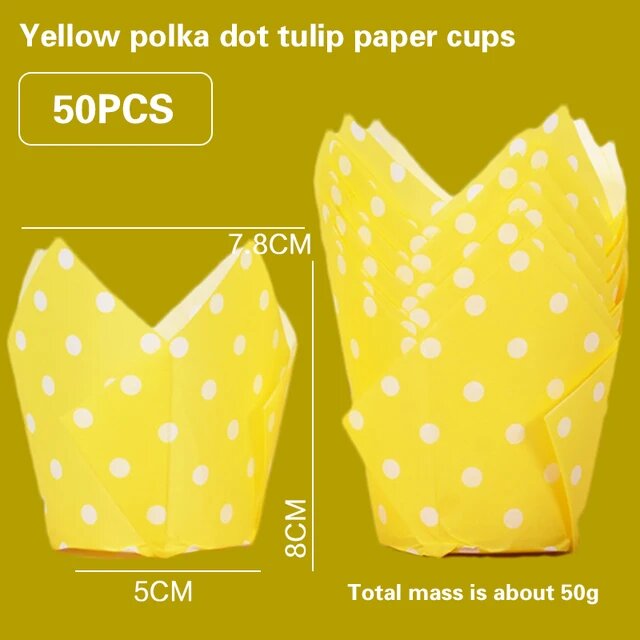 50 шт. бумажных формочек для кексов в форме тюльпана, маслостойкие вкладыши для выпечки кексов, инструменты для украшения кексов, формочки для кексов.