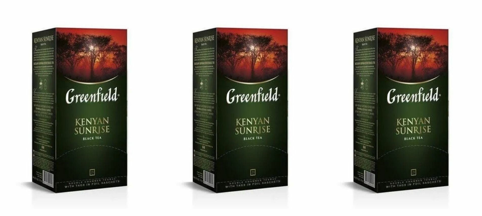 Greenfield Чай черный Kenyan Sunrise, 25 пакетиков по 2 г, 3 уп