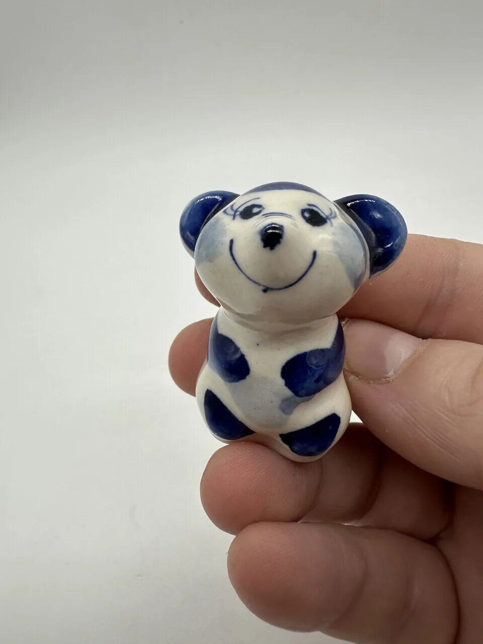 Статуэтка Мышонок Гжель Фарфор винтажная Авторская