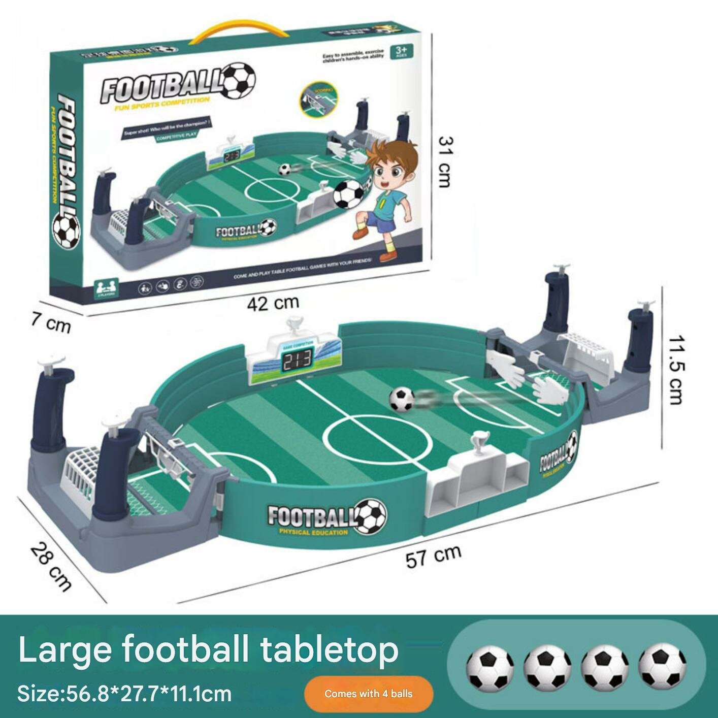 Игровой набор для футбольного челленджа Youth Soccer Challenge Interactive Playset, 6 футбольных мячей, мини-теннисный настольный игрушка, футбольный набор для стола, для дома, 2 игрока, вечеринка, футбольная игрушка, подарок для детей и взрослых,