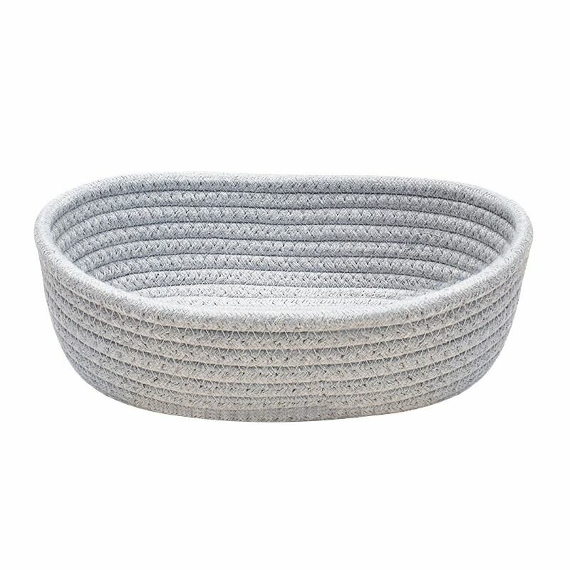Хлопковая веревочная корзина для хранения, плетеная корзина, скандинавский простой круглый органайзер для стола, орнамент, прикроватная корзина для хранения, овальная корзина для детской кроватки