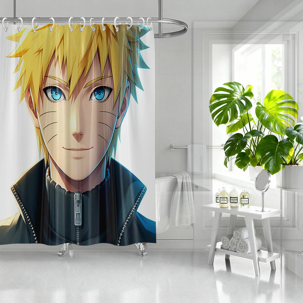 NARUTO Анимационный принт можно использовать для настройки тканевых занавесок ванной комнаты, высота 180 см, ширина 180 см; Высота 200 см, ширина 200 см, 12 шт, крепкий крюк 113