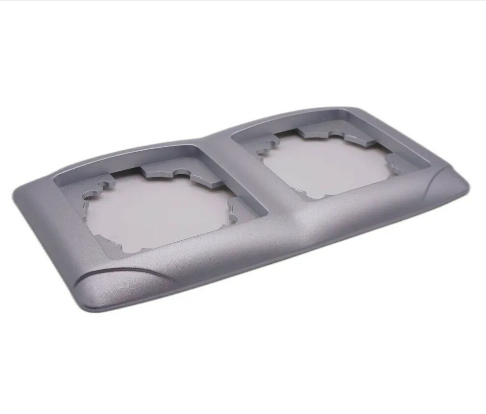 Рамка 2 ая серебристый (метал) 2 пост Viko CARMEN 90673002 .