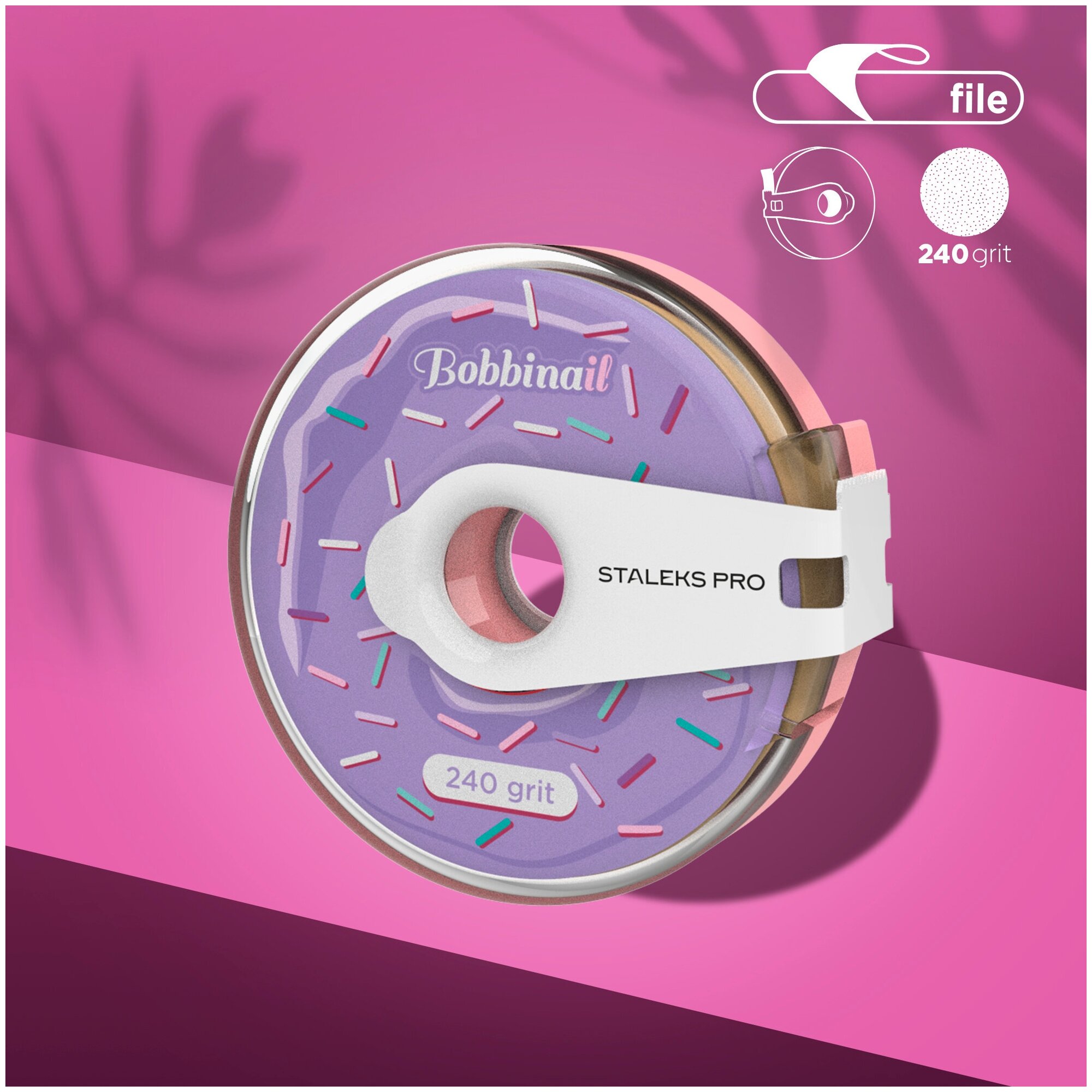 Сменный файл-лента в пластиковой катушке Bobbinail STALEKS PRO 240 грит (8 м)