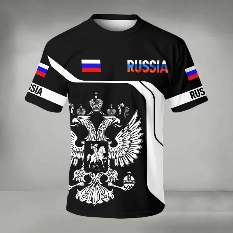 Мужская футболка Russia с гербом и флагом