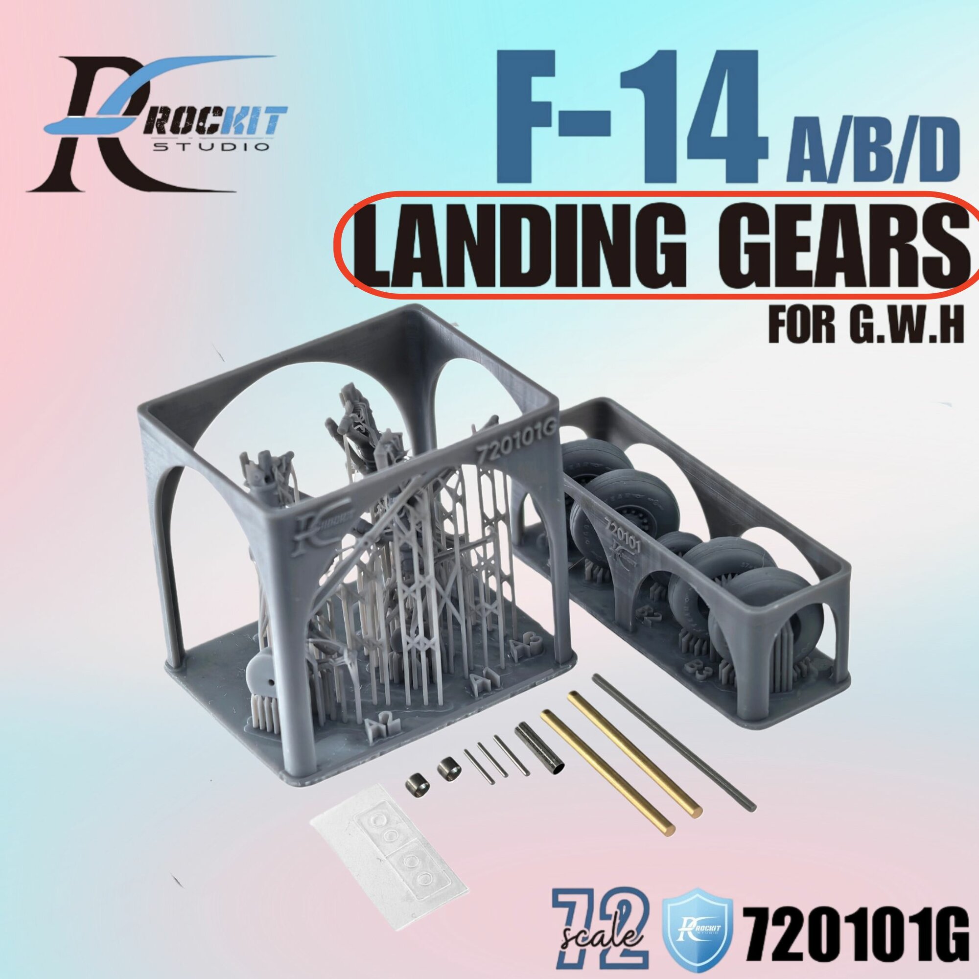 ROCKIT 720101G 1/72 F/14 A/B/D Наборы 3D-печати для посадковых передач (для комплекта G.W.H)