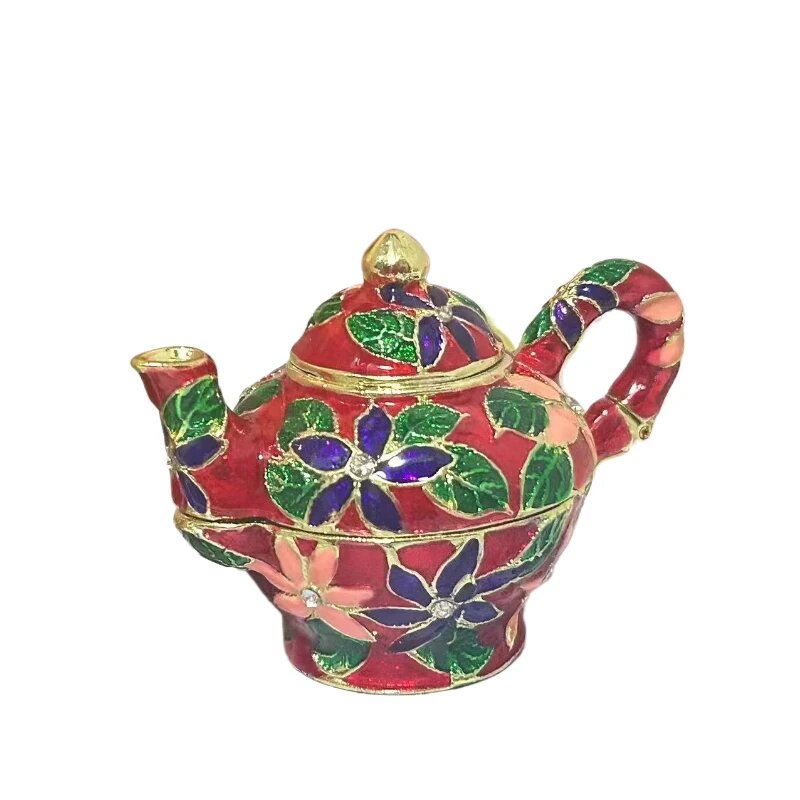 Китайская эмалированная шкатулка для драгоценностей в стиле кантри в стиле ретро, изделия ручной работы, украшения для дома, чайник, маленькие украшения, шкатулка для драгоценностей