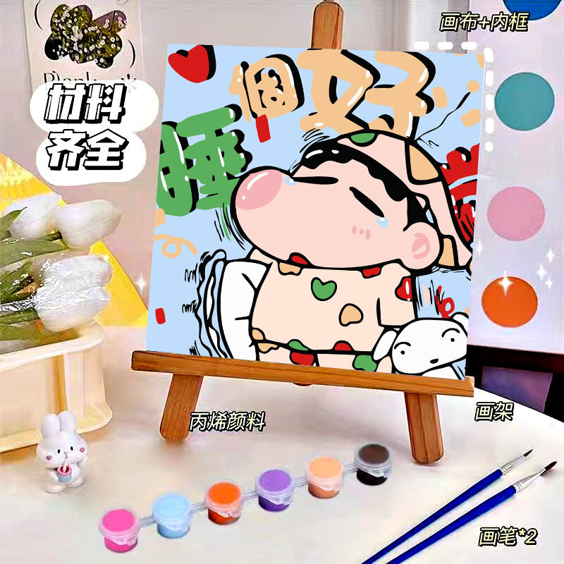 Цифровая картина маслом 20*20, аниме, раскраска маслом, ручная роспись маслом, декор для спальни.