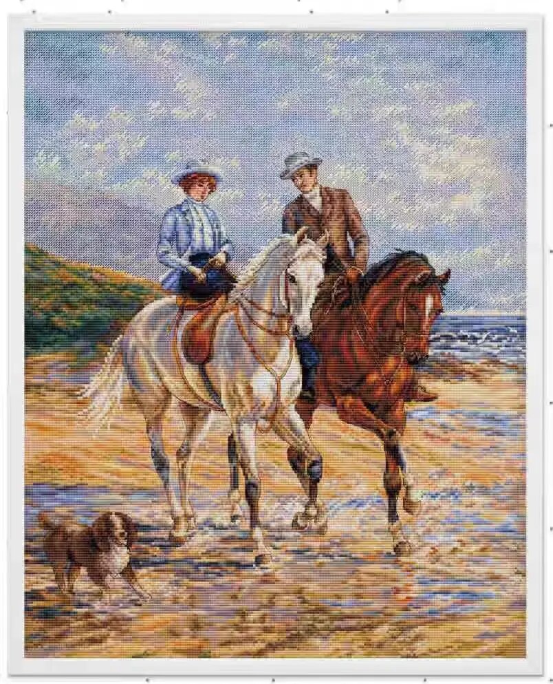 Наборы для вышивки крестом Dahlia Лошади 18/16/14 ct 16CT white canvas