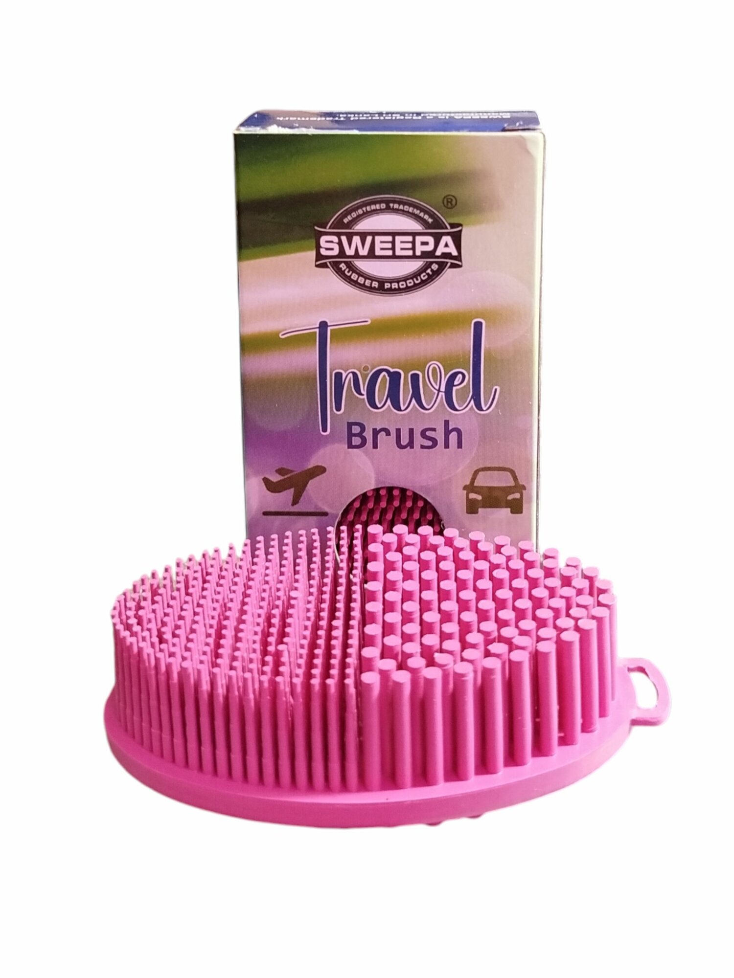 Щетка Sweepa СПА-Мини, каучук, для тела, двусторонняя, малиновая, компактная
