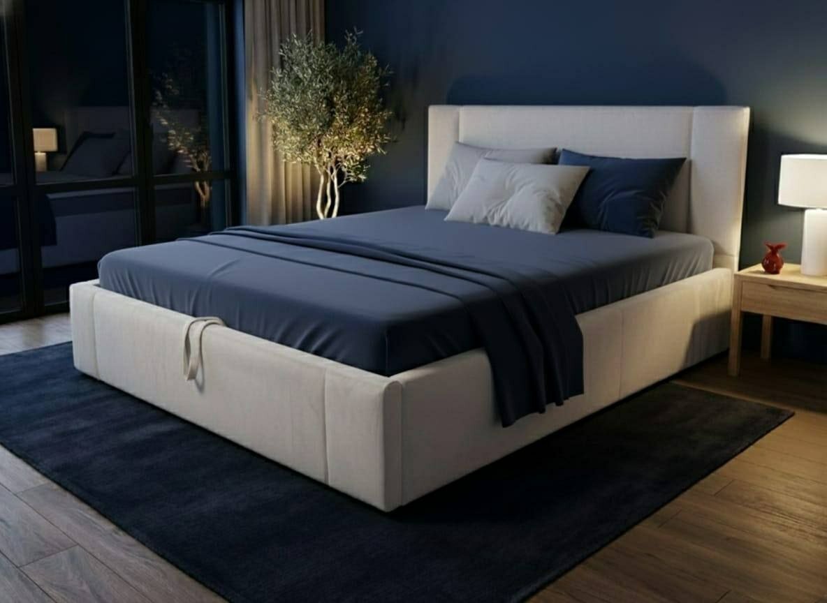 Кровать Boni,200х200 двуспальная с подъемным механизмом, с ящиками для белья, ортопедическое основание, светло-серый