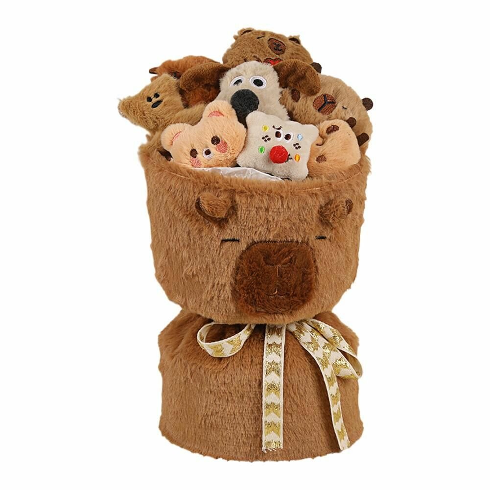 Мягкая игрушка с цветами/Букет из плюшевых игрушек "Капибала"