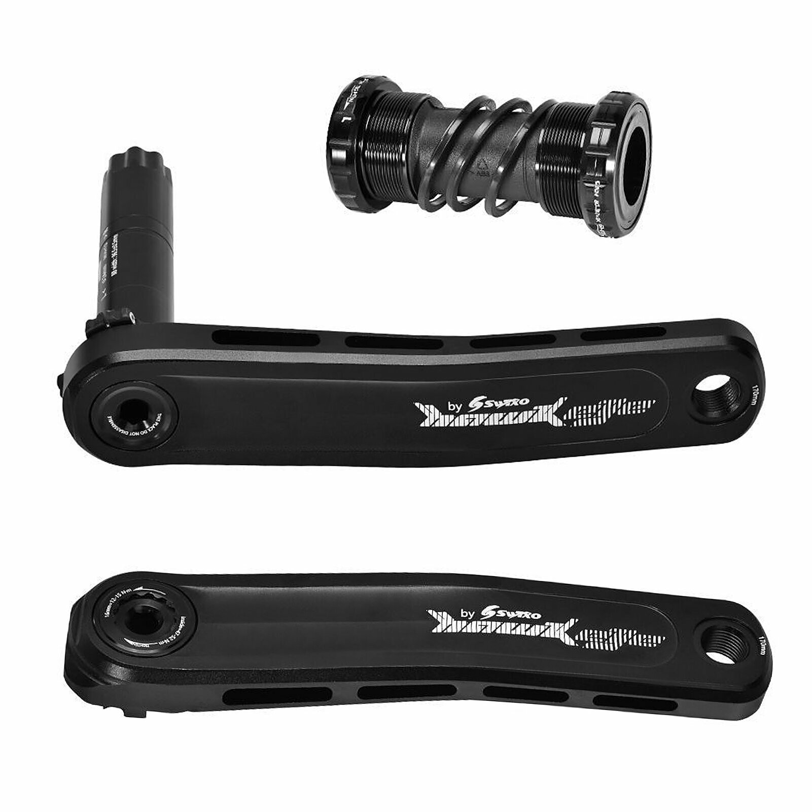Кrankset для велосипеда 170mm, Crank Arm Set, MTB, горный велосипед, с втулкой, алюминиевый сплав, черный/красный, 8s-12s, длина кривошипа 170mm, диаметр вала 24mm, цепная середина 49mm, совместимый с Sram X9/X0/GX/NX/X1/X01/XX1, втулка для 68/73mm BSA,