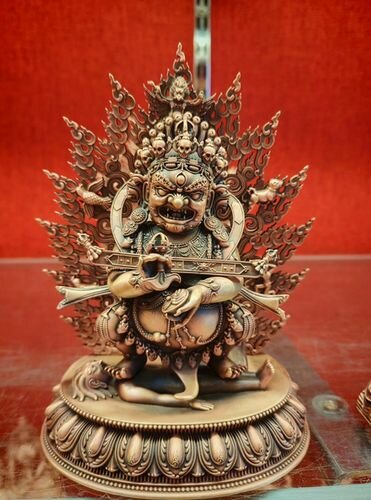 15 см Тибетская статуя Махакалы с двумя руками, защитник Будды, медная статуя