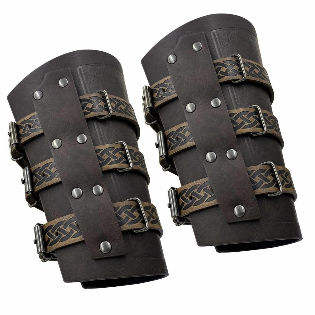 Средневековые наручи из кожи, Коричневый - 2