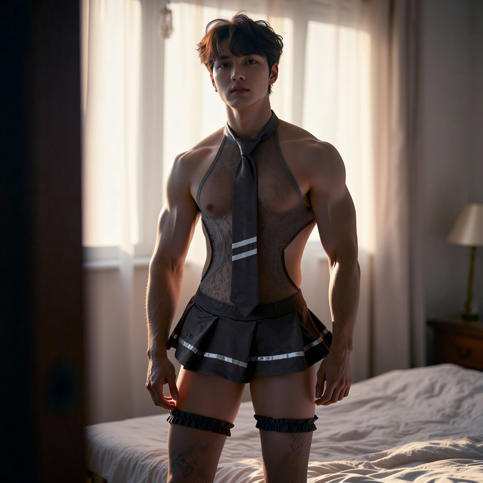 Новый мужской костюм горничной, милый фартук для ролевых игр в переодевание, больших размеров, не требует снятия, сексуальное нижнее белье.