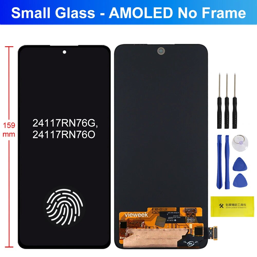 AMOLED-экран для Xiaomi Redmi Note 14, 4G 24117RN76G 24117RN76O, ЖК-дисплей, дигитайзер сенсорного экрана с заменой рамки EUR- AMOLED Frame