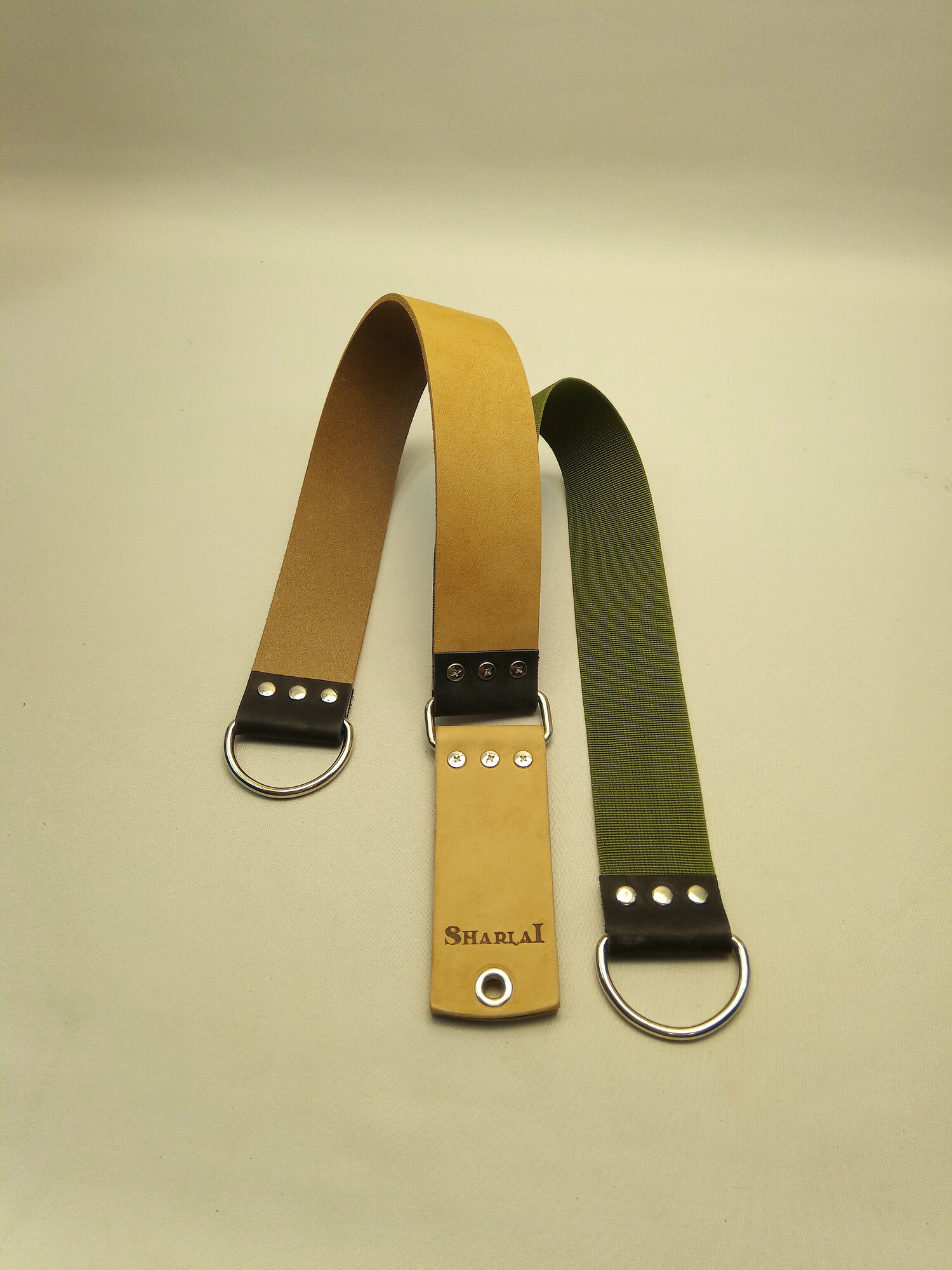 Р-038 Ремень натуральная кожа + полипропилен. Для правки - доводки опасных бритв, ножей. (кожа 3 - 3.2мм. натуральный)