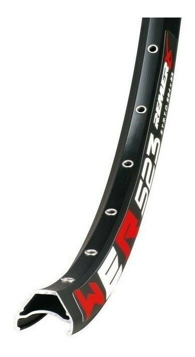 Обод 26” Remerx, “WER 523”, 559x23, 32 спицы,514 гр, двойной, пистонированный, черный.