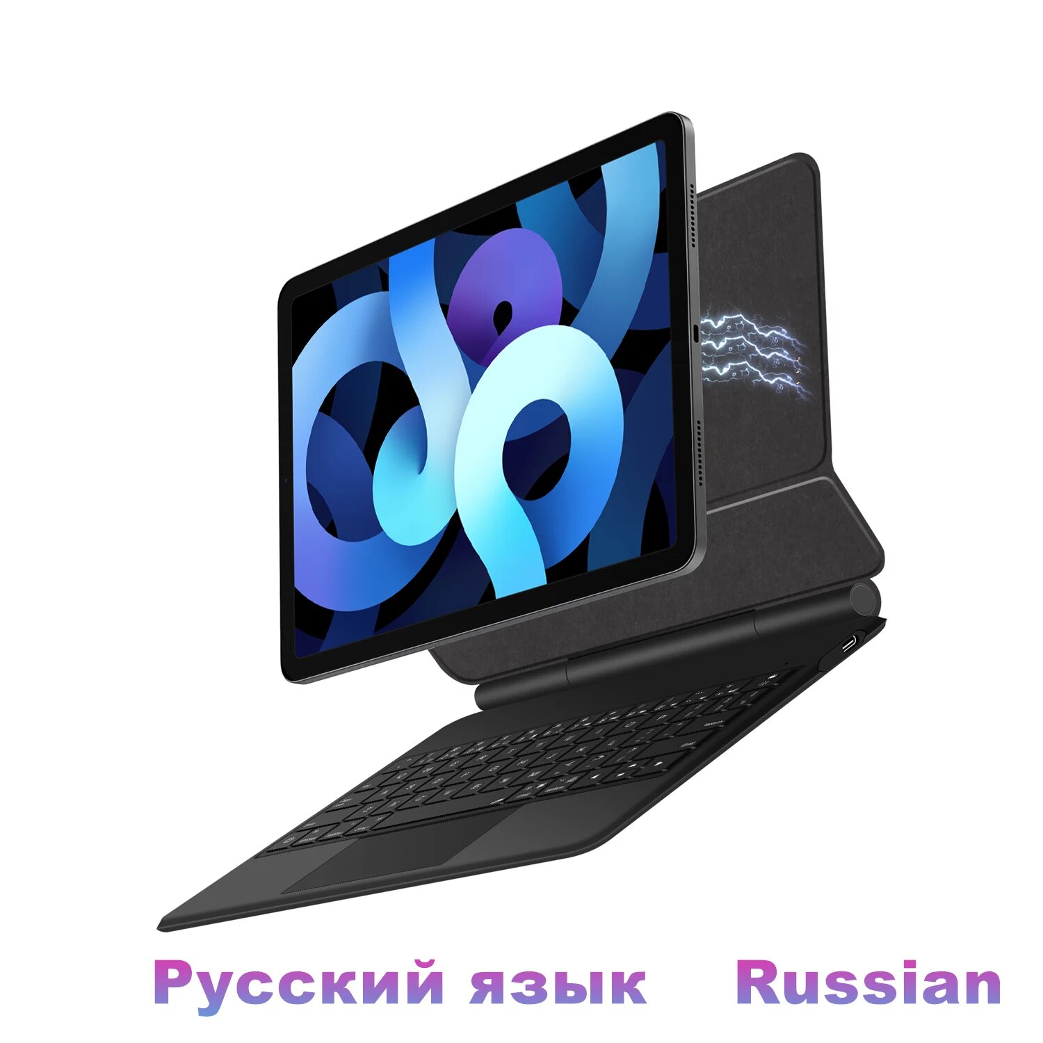 AJIUYU Smart Pogo Pin Magic Keyboard для iPad Air 11 дюймов M3 M2 Pro 13 M4 12.9 6-й 5-й 4-й 10,9 7-й смарт-чехол с прямым по.