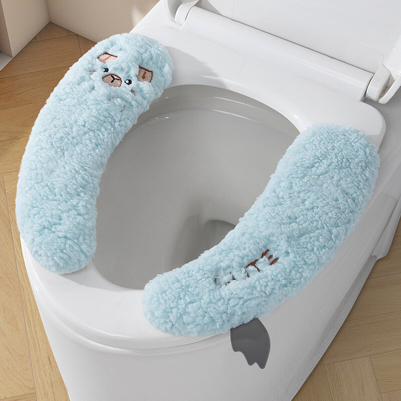 Подушка для унитаза с флисовой подкладкой, утолщенная, универсальная чехол для унитаза на все сезоны, подушка для унитаза, чехол для унитаза, кольцо для унитаза
