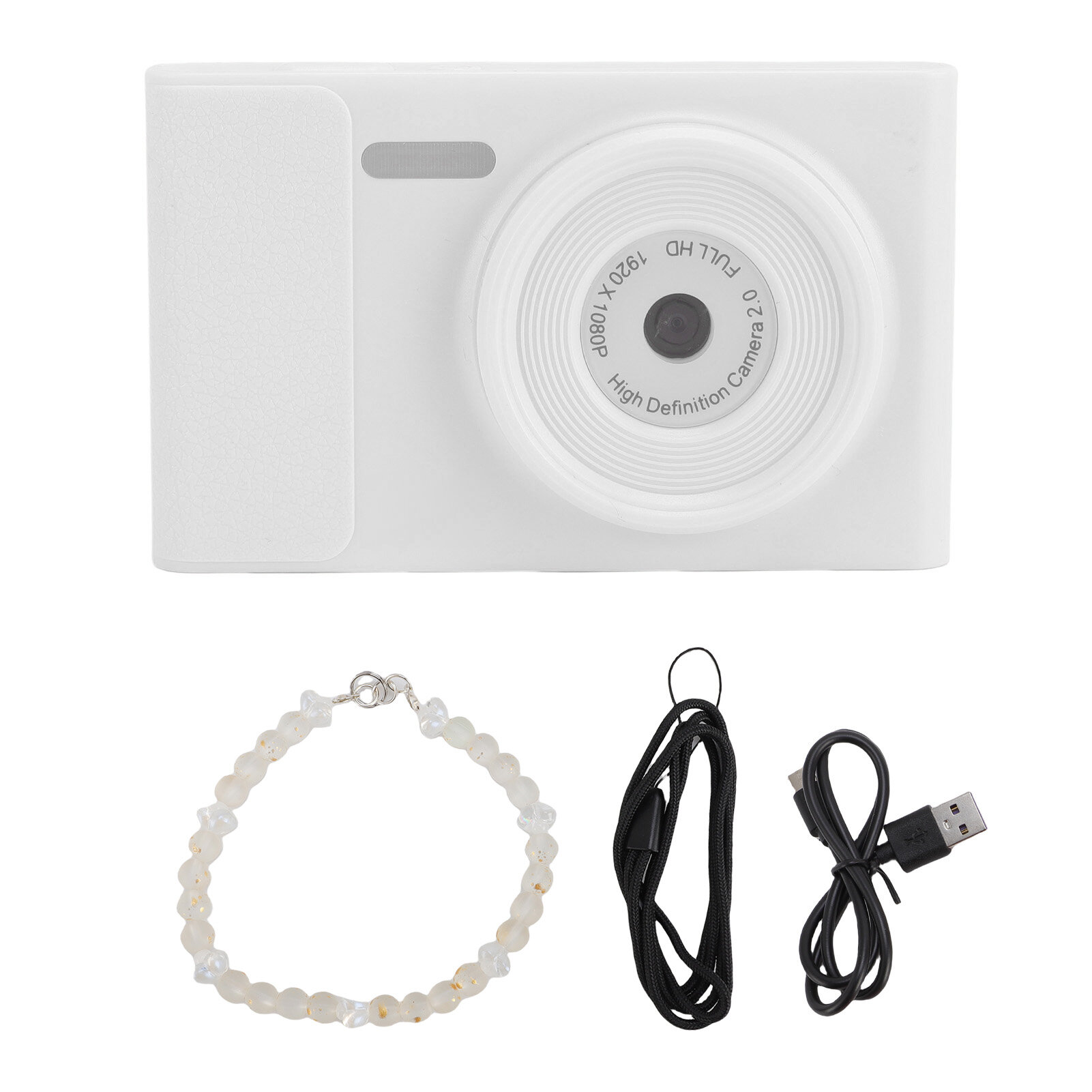 Цифровая фотокамера 1080p 48MP для видеоблогинга с двойной фронтальной и тыловой линзами, для путешествий и фотосъемки, белая.