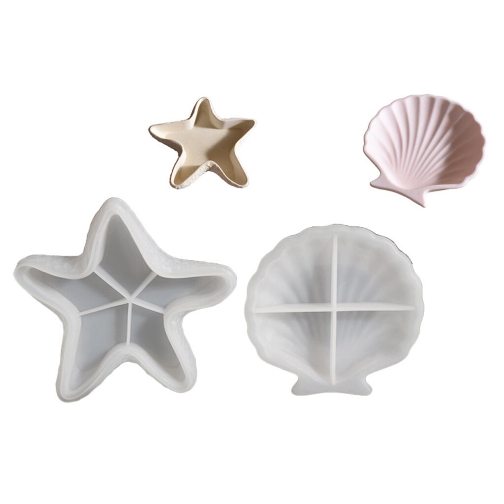 Форма для Контейнера Для хранения Высокотемпературная Силиконовая Форма для Шкатулки для ювелирных изделий из Раковин и Морских Звезд Jewellery Case Mold