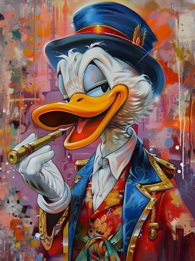 Алмазная Мозаика "Скрудж Макдак" 40*50 См, Безрамная, Идеальна Для Дома, Украшения, Подарков.