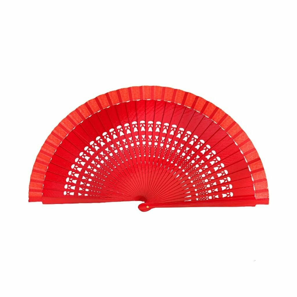 Складной деревянный веер, красный
