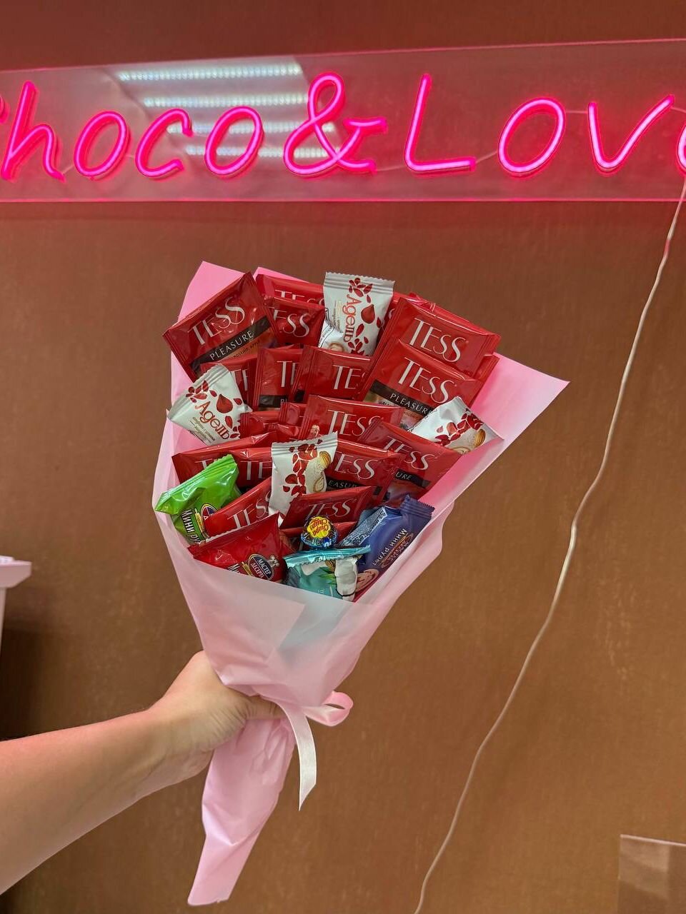 Букет из чая и конфет "Ассорти", без глютена, без ГМО, 350 г