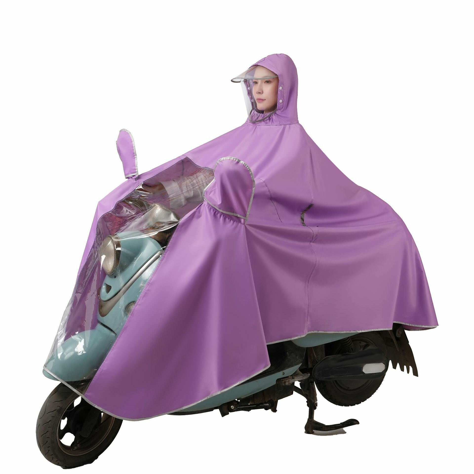 Дождевик для электросамоката, утолщенный и удлиненный, с чехлом для ног, из оксфордской ткани, с отражающим дождевиком и видимой приборной панелью для электросамоката на одного человека