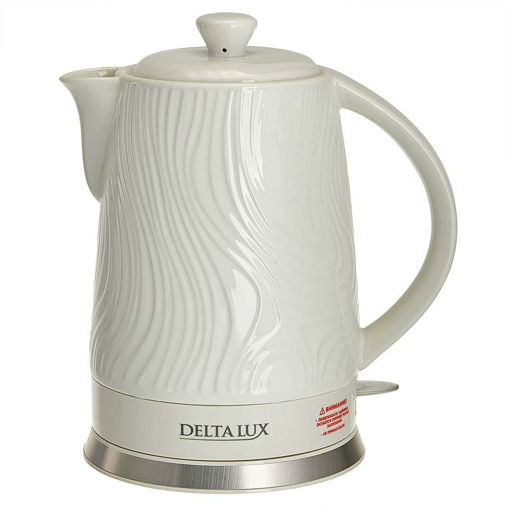 Чайник электрический 1.8Л 1800ВТ диск термост фарфор БЕЛ DELTA LUX