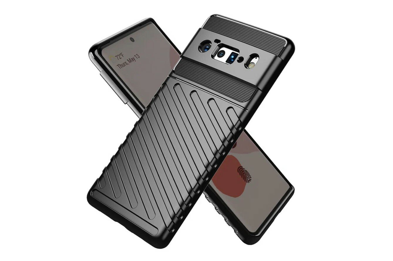 Чехол панель-бампер Чехол. ру из силикона для Google Pixel 6 с матовой отделкой «под карбон» черная