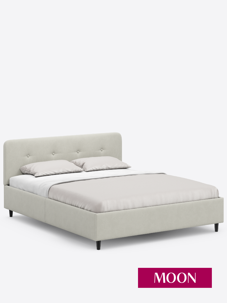 Кровать односпальная с подъемным механизмом на ножках, MOON FAMILY 1253, размер 120х200 см, велюр белый. Ортопедическое основание в комплекте