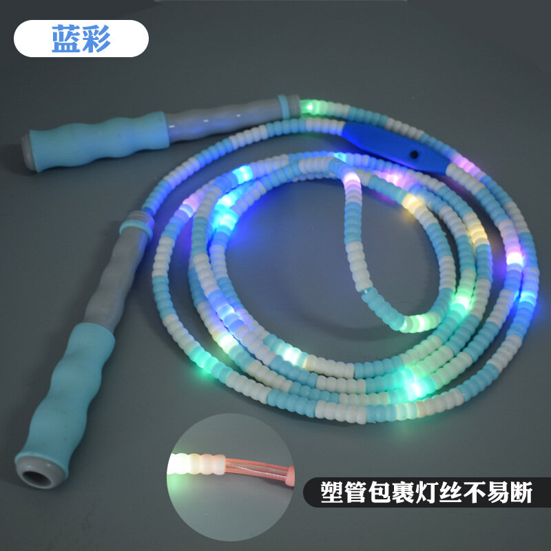 Светящаяся бамбуковая скакалка для детей и школьников, светодиодная с тремя режимами и семью цветами для выступлений.