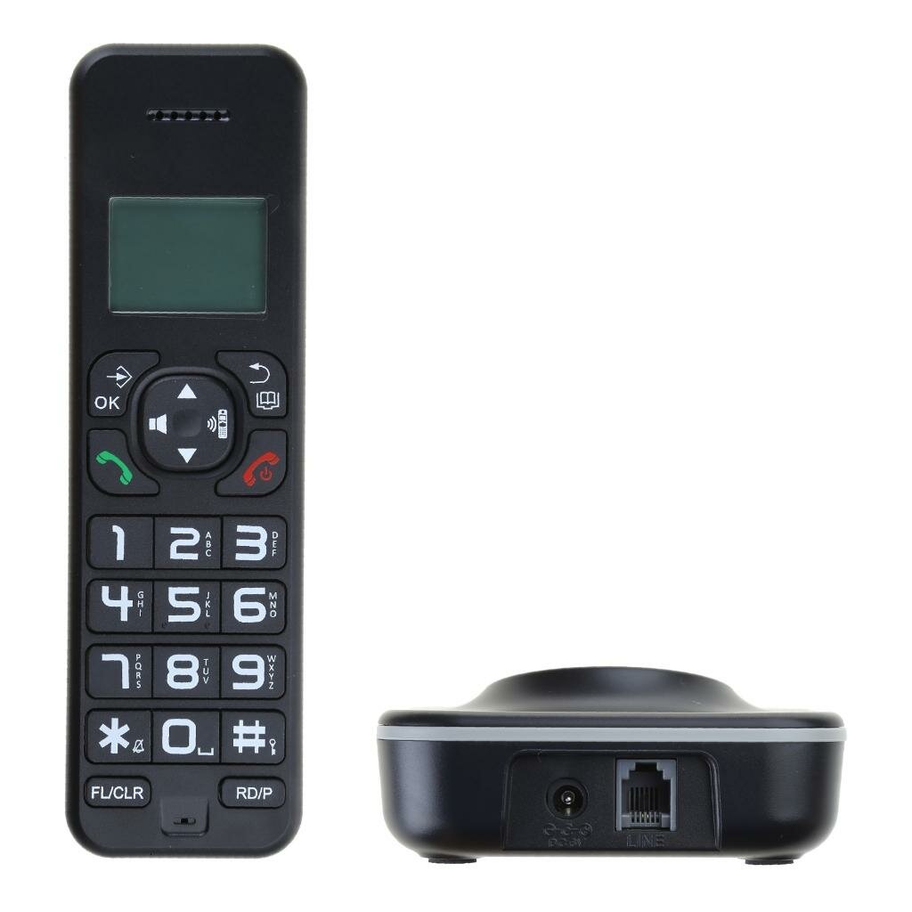 D1102B беспроводной телефон с многоязычным определителем номера, подсветкой и памятью, Черный - Правила США