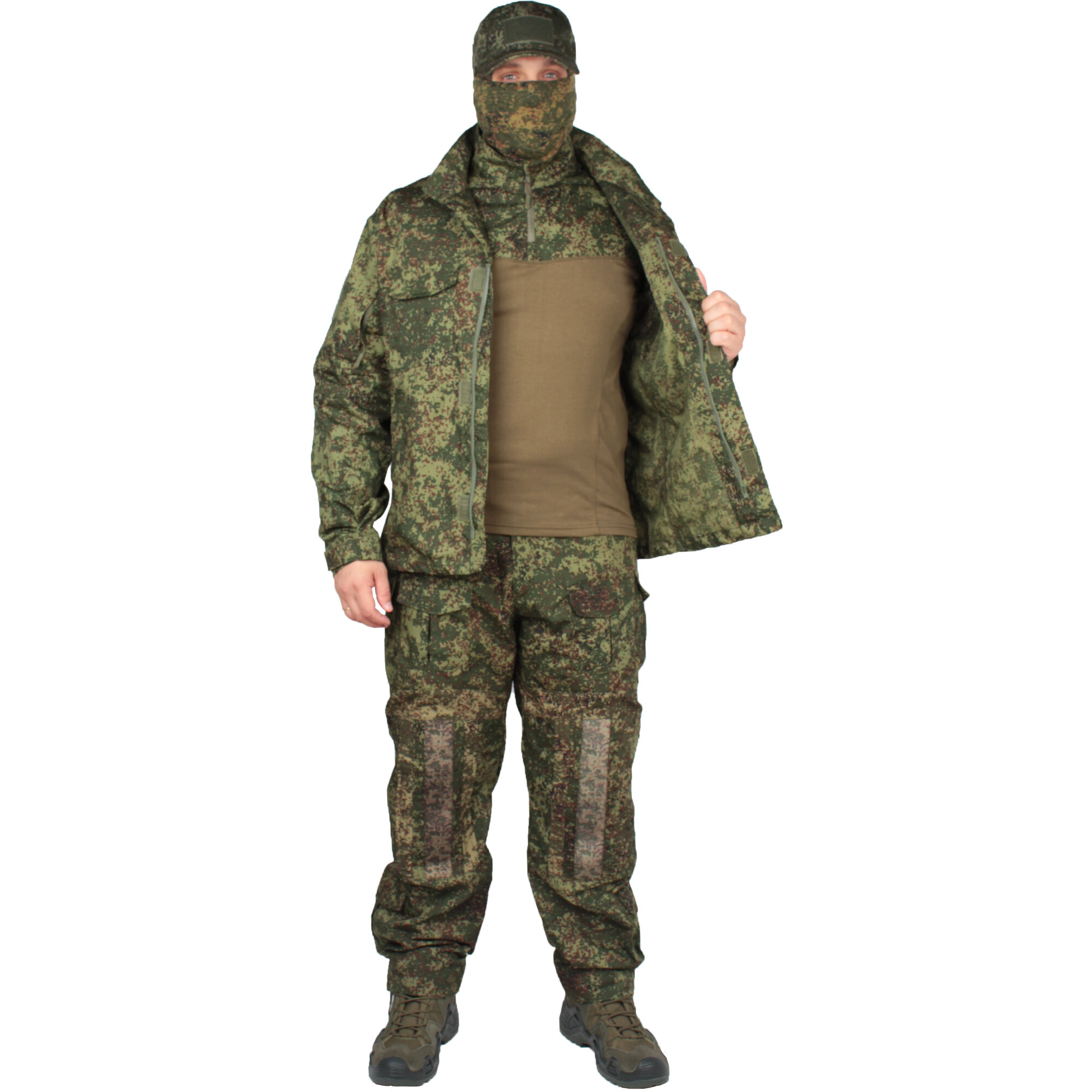 Костюм (форма одежды) армейский военный тактический, полевой вкбо (вкпо) 3.0 (тройка) нового образца. Камуфляж ВС РФ зеленая цифра (пиксель)