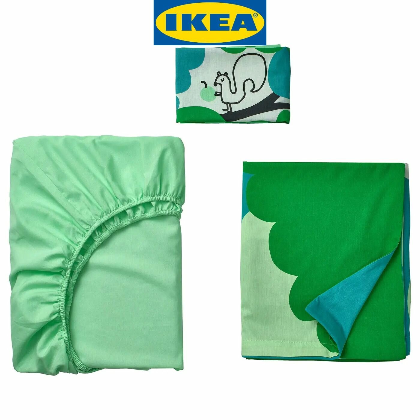 Икеа Гёрфинк Детская кровать 3 комплекта, зеленый / голубой, 60x120 см