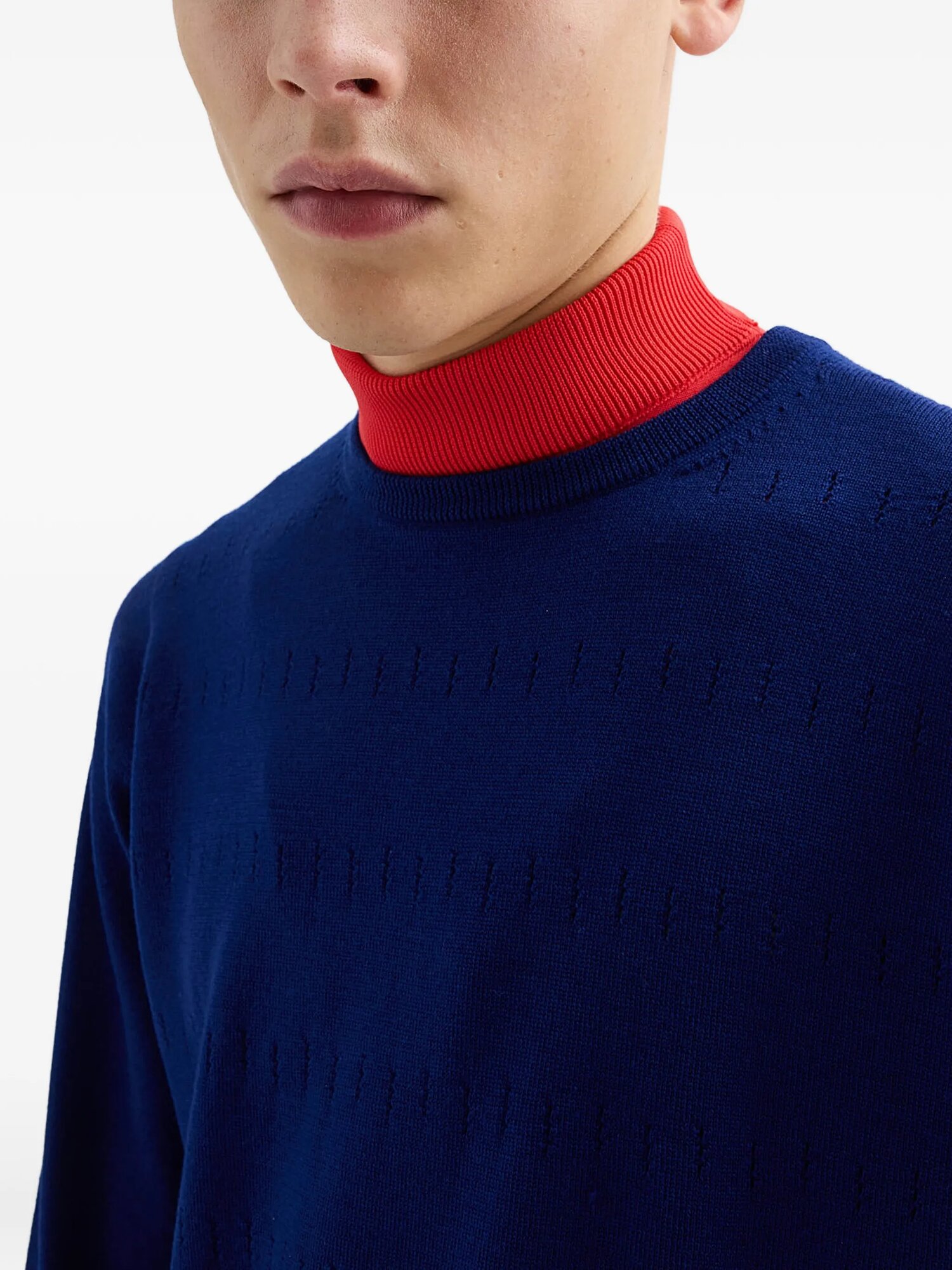 Свитер Jil Sander Pointelle wool sweater, размер 50, , синий — фото 1