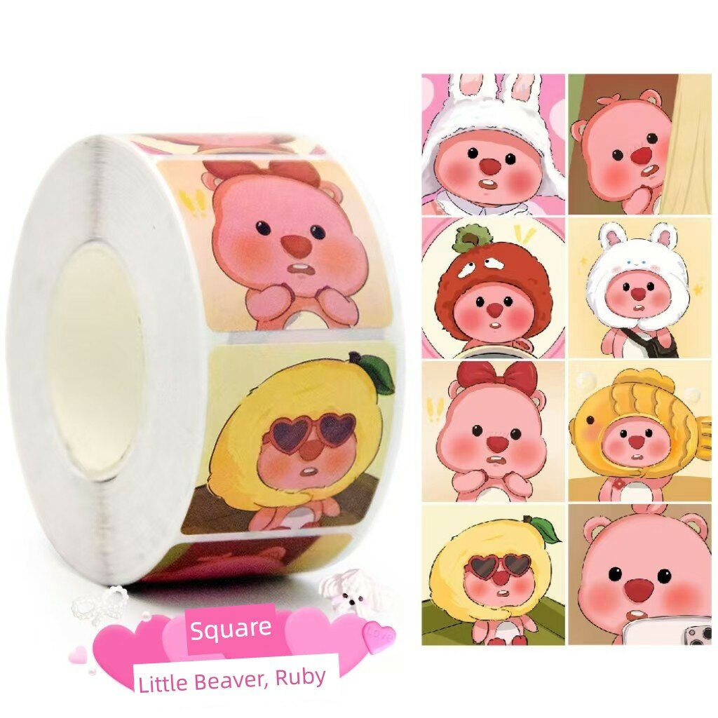 Милые наклейки «Лупи» с бобрами, креативные персонализированные рулонные наклейки в стиле Xiaohongshu,